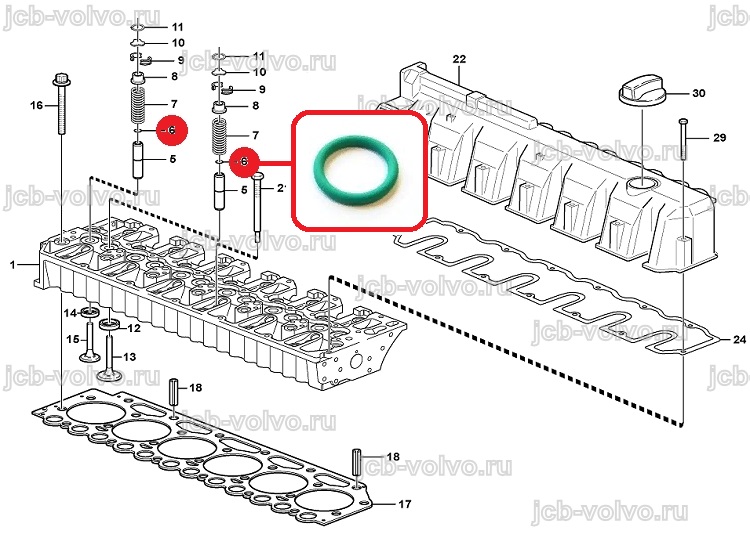 О-кольцо на направляющую клапана [VOE11700348, 01153857] для Volvo EC ...