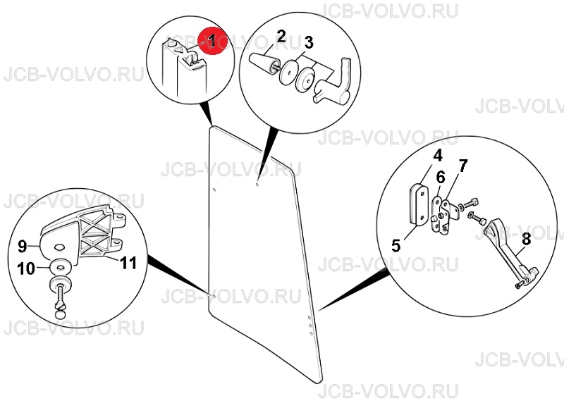 Уплотнитель форточки ( левый/ правый ) [ 331/23360, 331/23362 ] для JCB ...